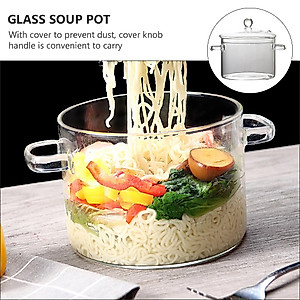 Glass Saucepan with Cover Cookware Clear Glass Simmer Pot Glass Cooking Pot Stovetop Pot with Lid for Pasta Baby Food Soup Milk (1.35L/46oz)