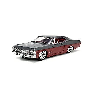 Jada Toys Big Time Muscle 1:24 1967 Chevy Impala SS Gray/Burgundy Die-cast Car, Toys for Kids and Adults