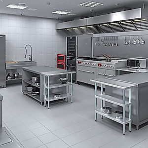 36" Long X 14" Deep Stainless Steel Work Table with 2 Shelves | Metal Food Prep Station | Commercial & Residential NSF Utility Table