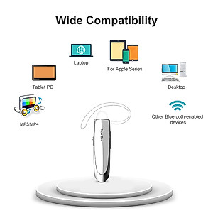 New bee [2 Pack] Bluetooth Earpiece V5.0 Wireless Handsfree Headset 24 Hrs Driving Headset 60 Days Standby Time with Bluetooth Headset for iPhone Android Laptop Truck Driver(White)