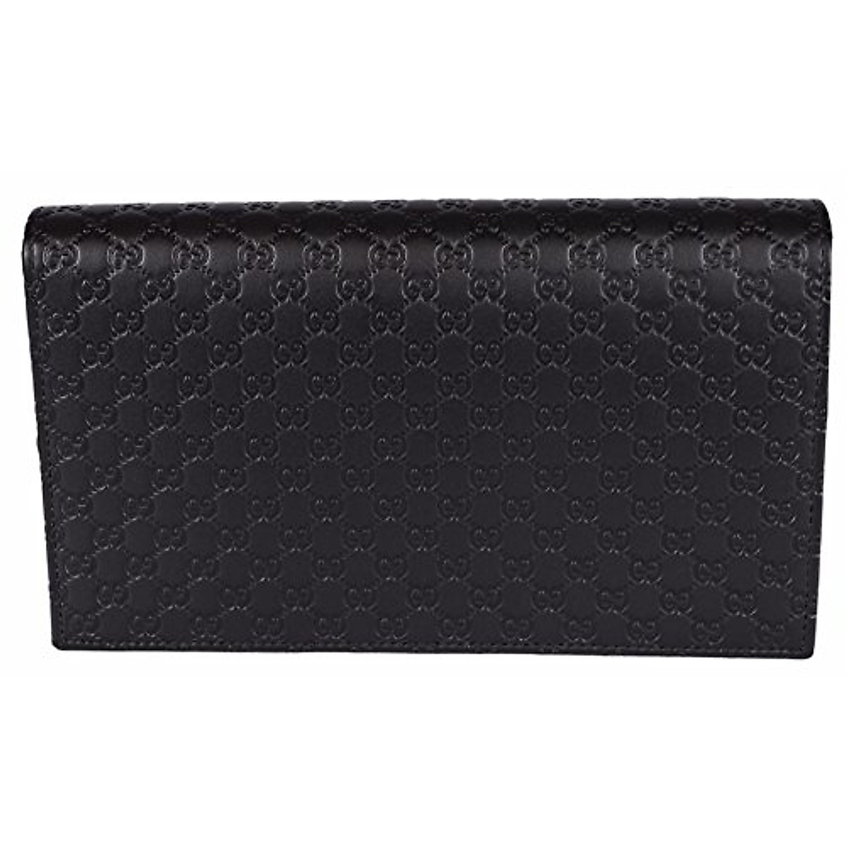 Gucci Women's Leather Micro GG Guccissima Mini Crossbody Wallet Bag Purse (Black)