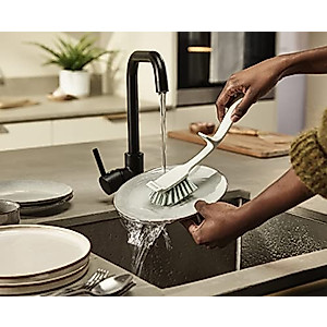Joseph Joseph Edge Dish Brush with Integrated Sink Rest, Light Stone/Sage