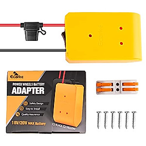 Ecarke Power Wheels Adapter Battery Adapter for DeWalt 20V Max Battery 18V,for DIY Ride On Truck, Robotics,RC Toys 12 Gauge Robotics with Fuse & Switch Power Convertor Dock Power Connector（1 Pcs）