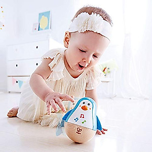 Hape Penguin Musical Wobbler | Colorful Wobbling Melody Penguin, Roly Poly Toy for Kids 6 Months+, Multicolor, 5'' x 2'' (E0331) , Blue