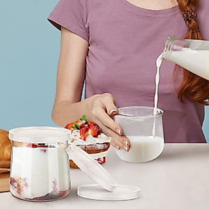 32 Pcs Oui Yogurt Jars Lids, Plastic Yogurt Container Jar Lids Sealed against leaks Replacement Lids Covers for Yoplait Oui Yogurt Glass Jars