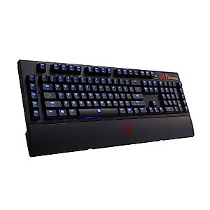 Thermaltake Tt e Sports Poseidon Z Forged Aluminum Faceplate with Built-in USB Port & Sound Card Brown Switches Blue Backlight Mechanical Gaming Keyboard KB-BAZ-KBBLUS-04