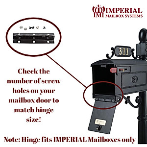 Imperial Mailbox Systems Door Hinge Size 6 Screw Holes Black (Small)