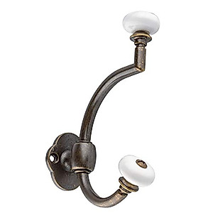 UNIQANTIQ HARDWARE SUPPLY Antique Finished with Porcelain Ball Hat and Coat Hall Tree Hook | Double Hat and Coat Hook | Wall, Hall Tree, Rack Mount Vintage Coat Hooks for Hanging Garment | A-23 (1)