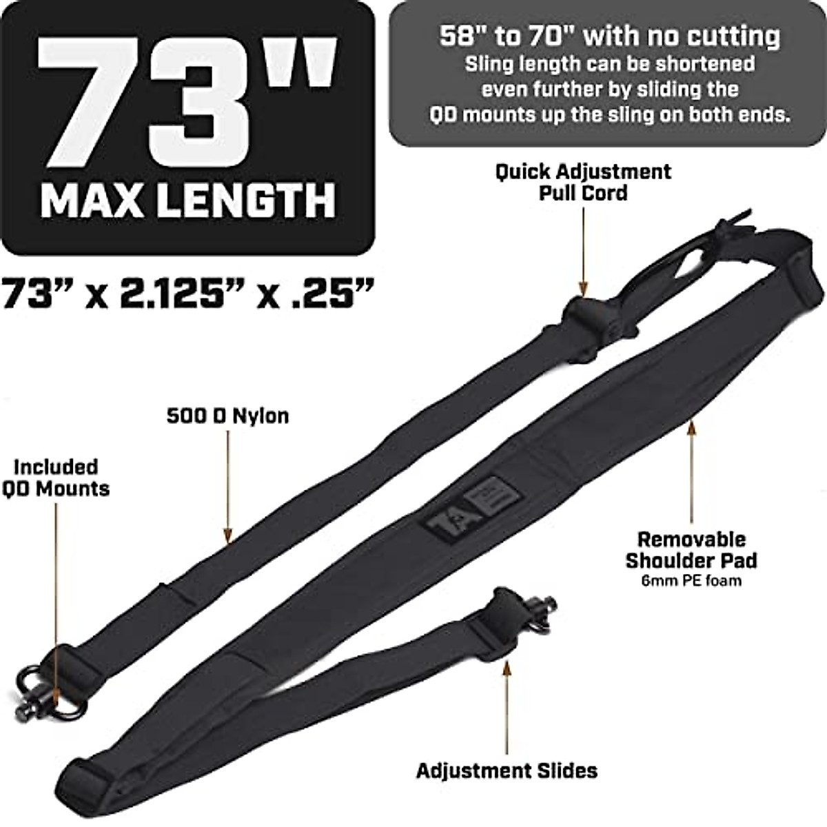 Tacticon Battle Sling Elite | Padded Adjust QD 2 Point Rifle Sling | Disabled Combat Veteran Owned Company | 2 Point Slings | Included QD Mounts | Tactical Accessories