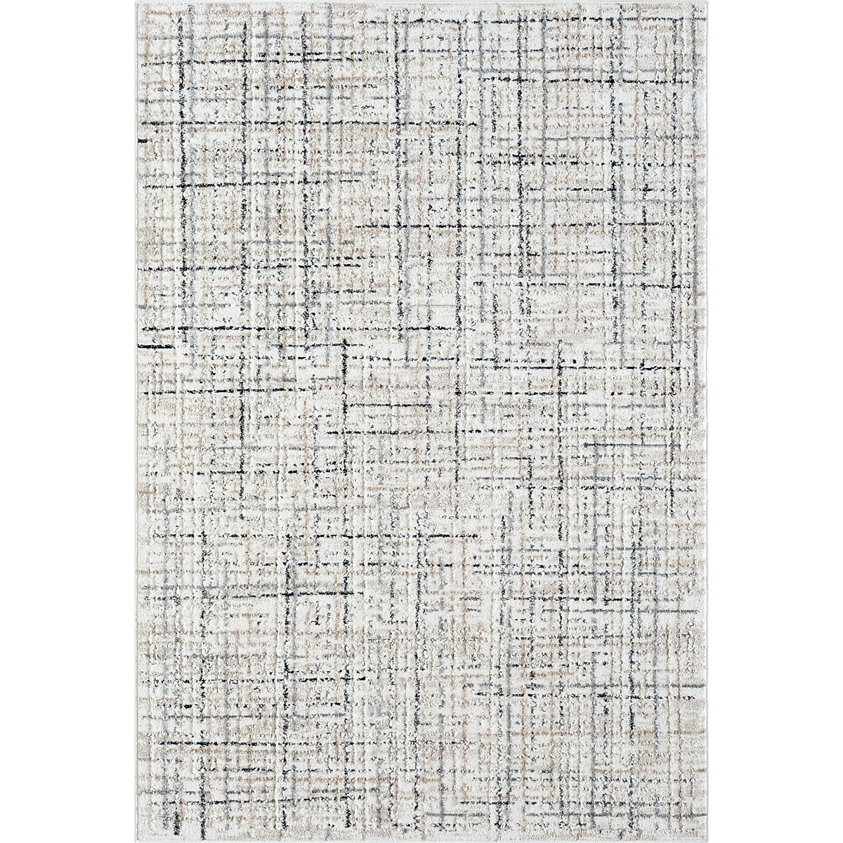 Abani Grey Area Rug for Living Room, Bedroom - Crosshatch Pattern- 5' x 8' -Durable & Easy to Clean