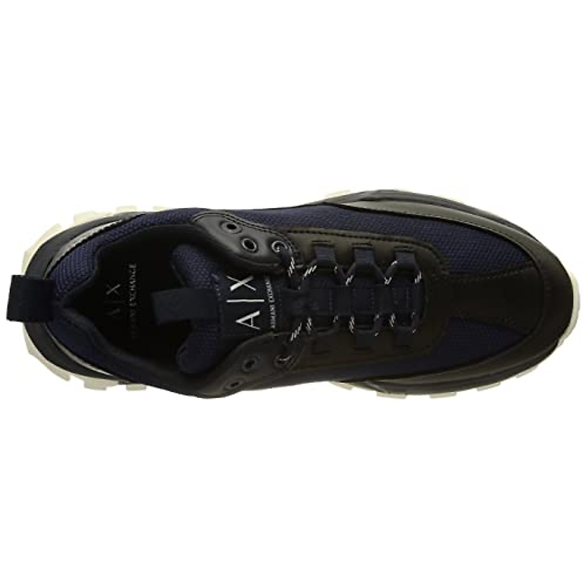 AX Armani Exchange mens Elevated Sporty Fashion Sneaker, Black+blue, 9.5 US