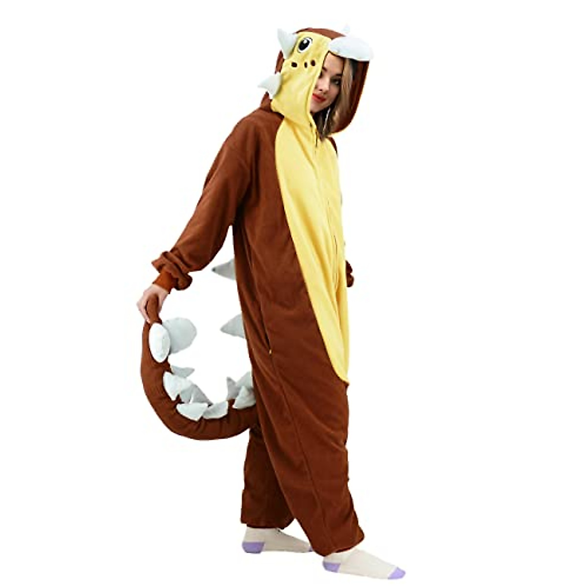 Animal Ankylosaurus Onesie Pajamas Adult Dinosaur Cosplay Costume One Piece Jumpsuit for Women and Men