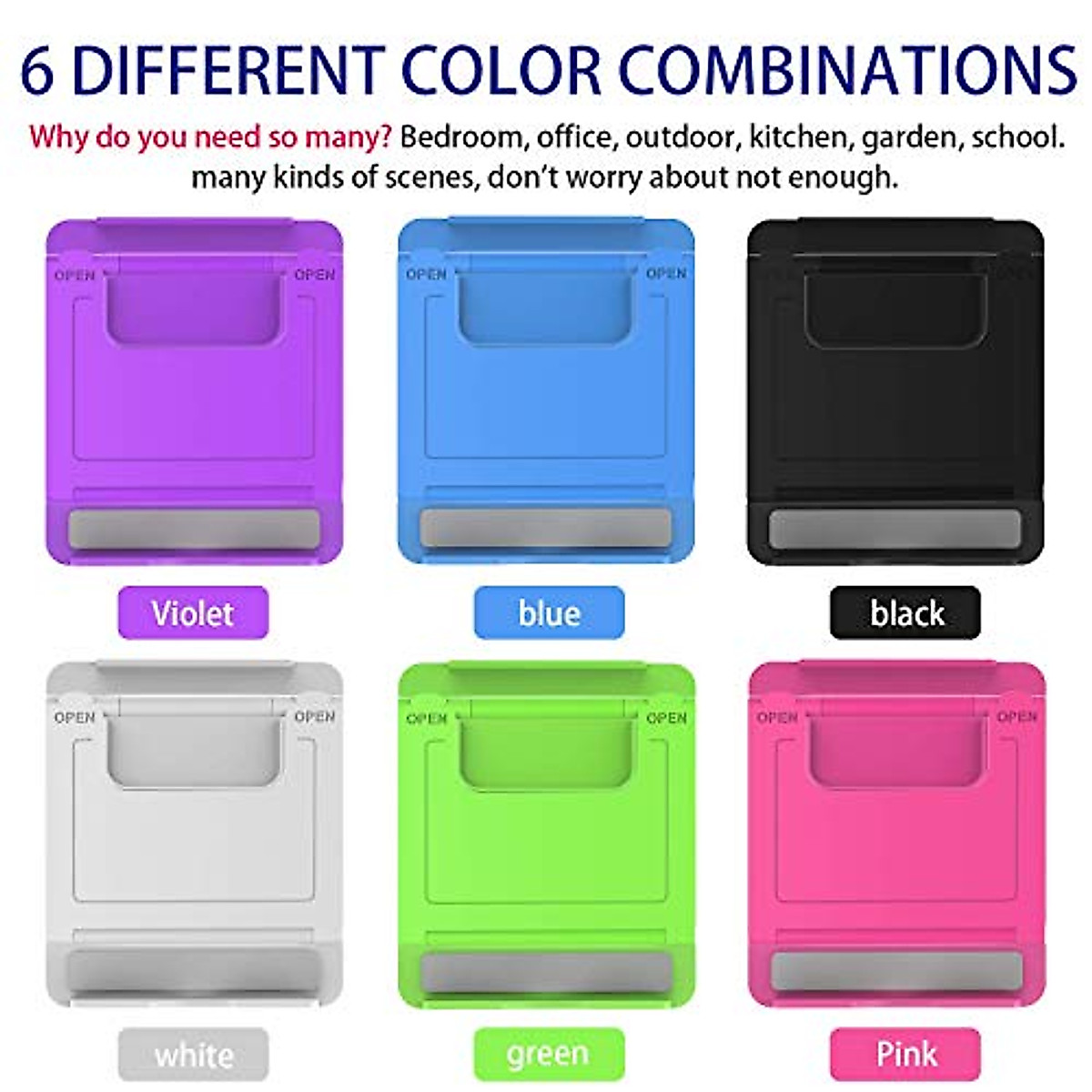 YENIE 6PACK Desktop Cell Phone Stand Holder, Portable Universal Desk Stand for All Mobile Smart Phone Tablet Display