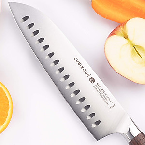 Cubikook Forged Santoku Knife 7 Inch, German High Carbon Stainless Steel Blade, Full Tang, Rosewood Handle, Magnet Luxury Box