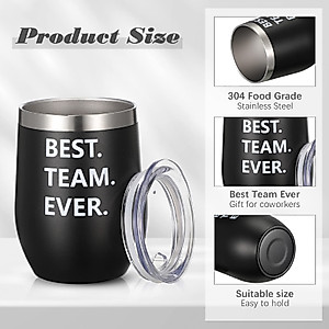 Pinkunn 8 Pcs Best Team Ever Tumblers Thank You Employee Appreciation Gifts Stainless Steel Insulated Wine Tumbler Christmas Team Gifts with Lid and Straw for Coworkers Women Men, 12 oz(Black)
