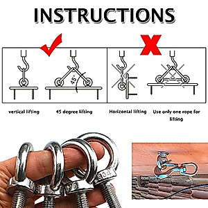 Lifting Eye Bolts, Reedny 1/4" 304 Stainless Steel Shoulder Ring Eye Machinery Male Thread Ring Eyebolt Screws for Hanging Articles (M6, 8Pcs)