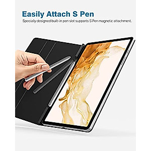 TiMOVO Case for Galaxy Tab S8 11 inch 2022 (SM-X700/SM-X706)/S7 2020 (SM-T870/T875) with S-Pen Holder, Slim Lightweight Magnetic Case with Auto Sleep/Wake Fit Galaxy Tab S8 Tablet, Black
