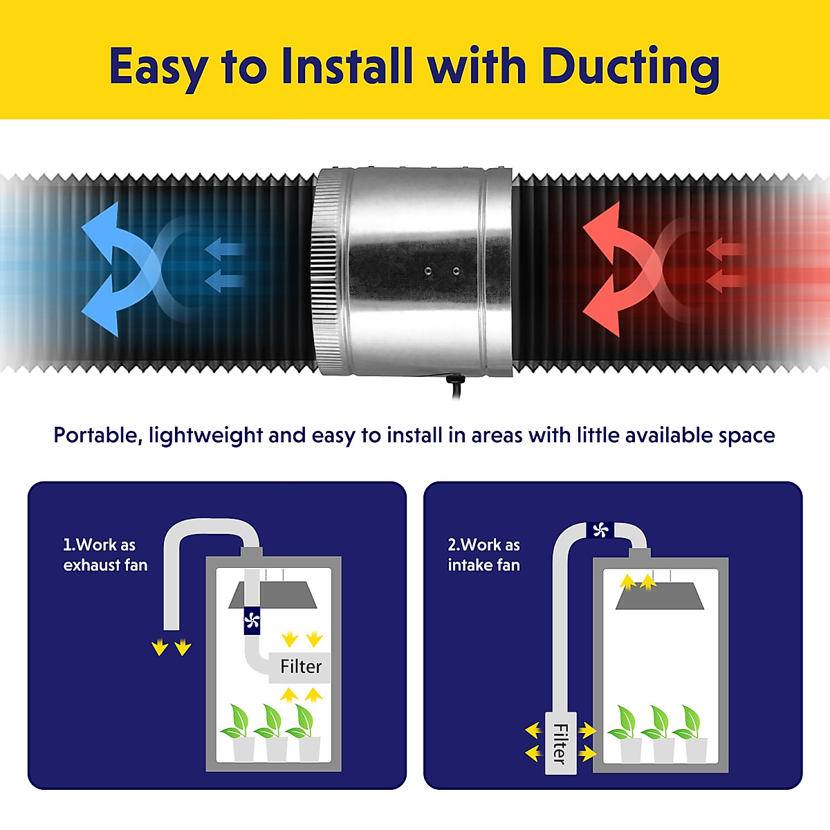 iPower GLFANXBOOSTER8CTRLV1 8 Inch 420 CFM Booster Fan Inline Duct Vent Blower with Variable Speed Controller Adjuster,Low Noise,Silver