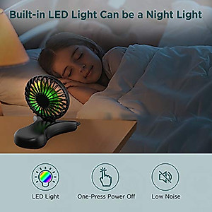 Necklace Fan, EasyAcc Hand Free Fan Rechargeable Fan 3 Speed 3-17 Hours Adjustable 100° Angle Personal Fan Built-in Night Light USB Fan Cooling Fan for Camping Outdoors Travel - Black