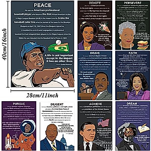 9 Pieces Black History Posters African American Inspirational Wall Art 16x11inch Posters for Middle School and High School Classroom Library Office or History Classroom Decorations or Homeschool