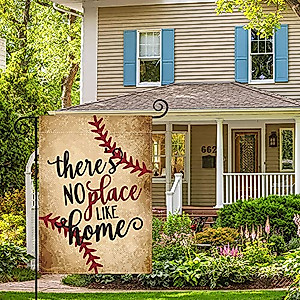 AVOIN Baseball Garden Flag Vertical Double Sided There's No Place Like Home, Bat Ball Sport Softball Flag Yard Outdoor Decoration 12 x 18 Inch