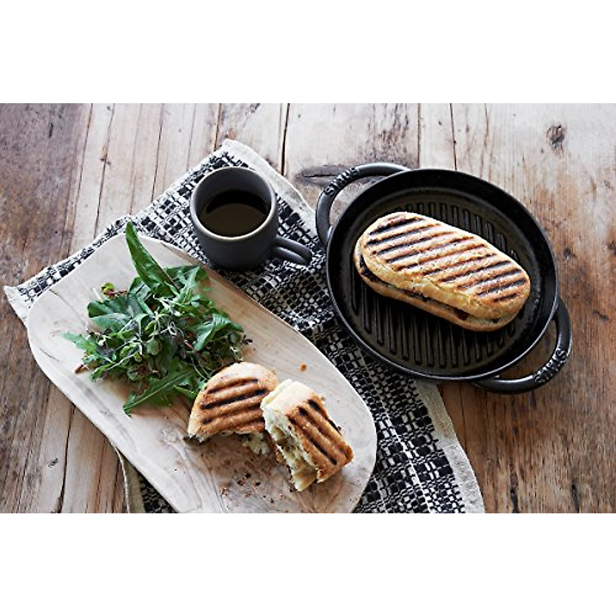 Staub 40509-522 Pure Grill Round, Gray, 10.2 inches (26 cm) Grill Pan, Both Hands, Casting, Enamel, Induction Compatible, Japanese Authentic Product