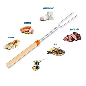 4Pack Marshmallow Roasting Sticks Extendable 32inch Long Metal Barbecue Skewers For Grilling Set,Telescoping Smores BBQ Forks, Fire Pit Sticks for Hot Dogs,Camping,Bonfire