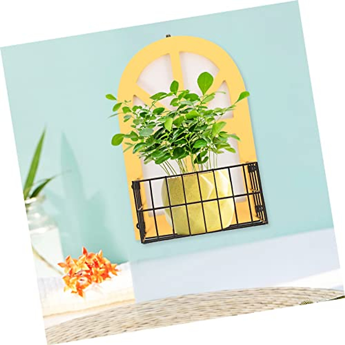 HOMSFOU Holder Design Storage Caddy Bin Wall Bathroom Wire Pot Shampoo Kitchen Home Versatile Hanging Action Farmhouse Rack Shelves Yellow Iron Simple Shelf Floating Multi-functional