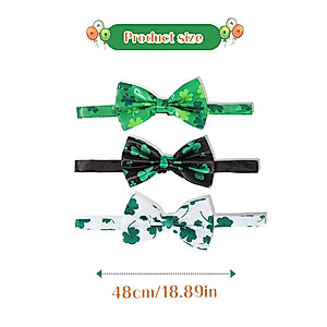 JEWEKY St. Patrick's Day Bow Tie Shamrock Clover Ties Adjustable Party Rave Clothing Accessory for Women and Men (Green)