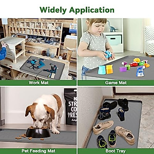 TOOVEM Waterproof Under Sink Mat, 34" x 22" Silicone Waterproof Mat for Kitchen Bathroom Cabinets, Under Vanity Sink Mat, Silicone Mats,Tray and Protector for Drips, Leaks, Spills,(Grey)