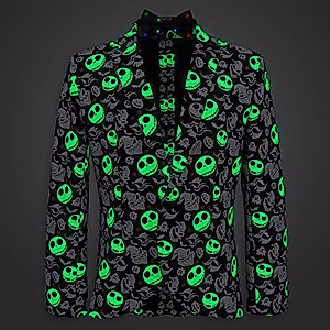 Disney Tim Burton's The Nightmare Before Christmas Glow in the Dark Half Suit and Light Up Tie for Adults, Size S/M
