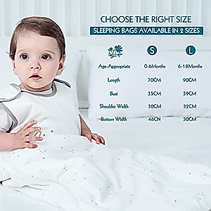 Baby Sleeping Bag for Winter, 100% Natural Cotton Wearable Blanket, 2.5 Tog Swaddle Transition for Infants and Toddlers
