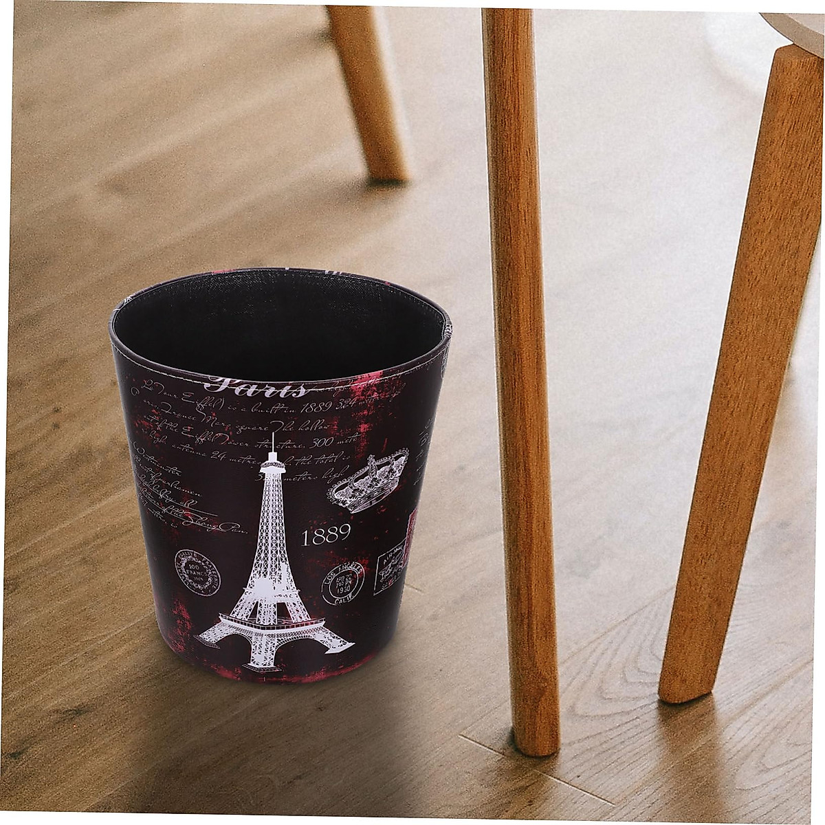 WHAMVOX Garbage Can Waste Paper Basket Metal Trash Can with Lid Decorative Trash Can Rubbish Bin 13 Gallon Trash Can Out The Office Decor Household Trash Can Eiffel Tower Desk Leather