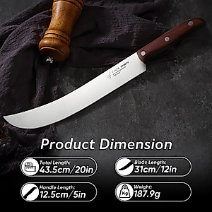 TAN REN 7 Inch Flexible Fishing Fillet Knife and 12 Inch Carving Knife with Sheath, Stainless Steel Brisket Slicing knife, Full Tang Ergonomic Fish Knife for Filleting, Deboning