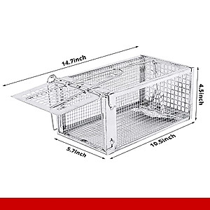 Humane Animal Trap, ALLRoad Rat Trap Chipmunk Catcher Work for Indoor and Outdoor, Catch and Release Live Cage for Mouse, Small Squirrel