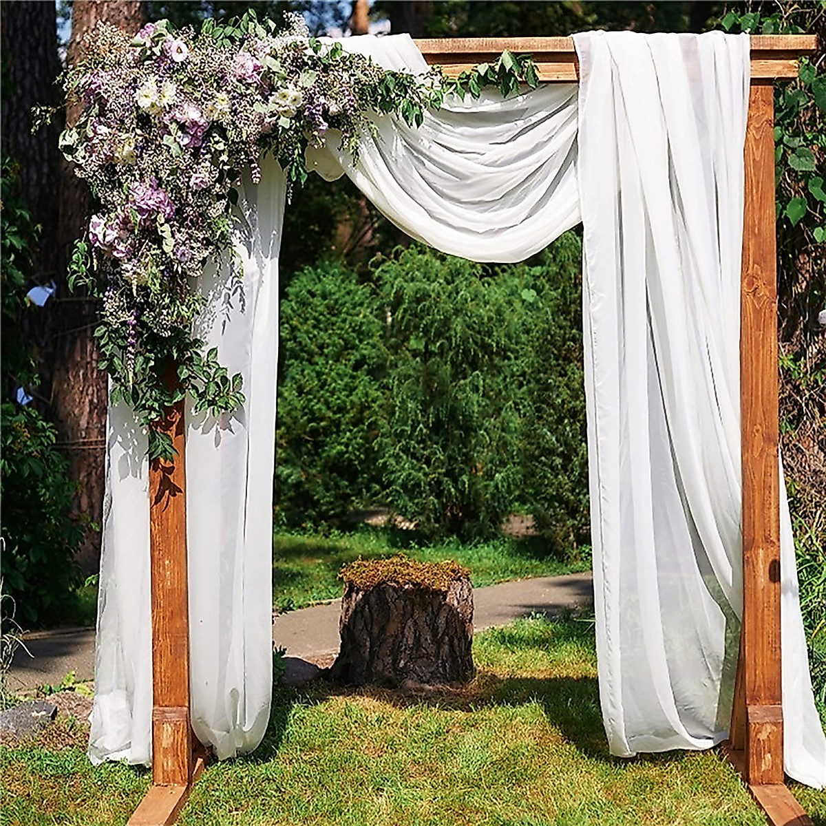 yeesiprua Wedding Arch Drapes, 18FT White Drapes Sheer Backdrop Curtain Chiffon Fabric Drapery Table Runner Sheer Voile Draping Panels Wedding Arches for Ceremony Curtain Valance Party Decoration