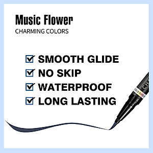 Music Flower Eyeliner Pen,Colored Matte Liquid Eyeliner Waterproof Smudge Resistant with Precise Tip (Green)