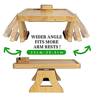 TISEMENT Couch Tray for Wide Sofa, 11.8’’ × 8.7’’ Clip On Sofa Arm Tray with 360° Rotating Bracket,Foldable Couch Arm Table for widening Space, Wooden Couch Cup Holder for Drinks/Snacks/Fruits