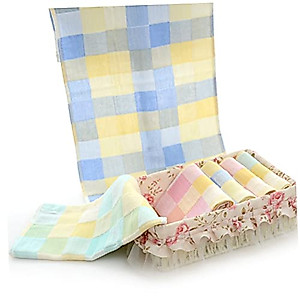 Alipis 6pcs Turkish Towel Blue Hand Towels Checkered Hand Towels Face Wash Cloth Decorative Hand Towel Plaid Dishcloth Scarf Face Towel Bath Towel Small Kid Towel Cotton Square Towel Baby