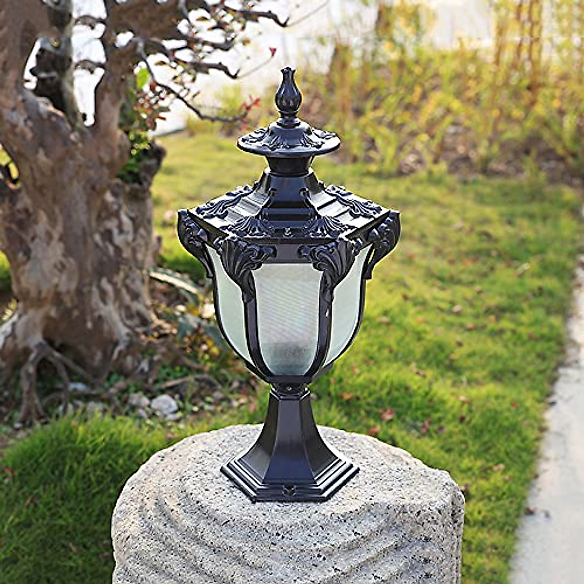 MHCZBGY Home Outdoor Column Headlights Garden Villa Decorative Lamp Aluminum Black Pillar Light Waterproof Column lamp Vertical Yard Column Light Outdoor Column lamp