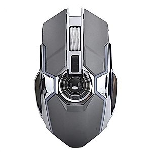Rechargeable Gaming Mouse, 2.4gHz Wireless Mouse Streamer Gaming Mouse for Computer Laptop, With RGB Colorful Streamer Atmosphere(gray)