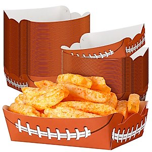 Hoolerry 2lb Football Party Decorations Paper Football Plates Disposable Food Boats Serving Trays Sports Party Birthday Party Supplies 5.1 x 4.3 x 1.6 Inch(Rugby Style)