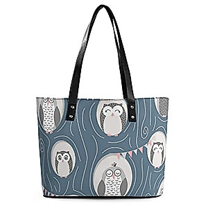 Womens Handbag Owls Leather Tote Bag Top Handle Satchel Bags For Lady