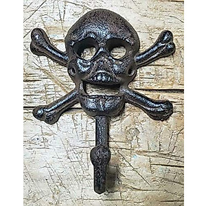 MIABE - Cast Iron Supplies for Skull and Crossbones Towel Hanger Coat Hat Hooks Hook Pirate Jolly Roger for Home Decor,Brown
