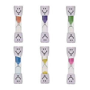 2 Minute Sand Timer Set for Brushing Teeth Pack of 6 Colorful Smiley Hourglass Timers