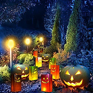 Fainne 60 Pcs Halloween Luminary Bags Halloween Flame Resistant Candle Bag Halloween Pumpkin Silhouette Candle Bags Halloween Candle Holder Bag for Home Halloween Party Decorations, 5 Designs