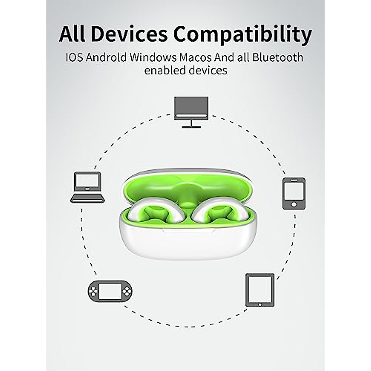 Wireless Ear Clip Headphones - Bluetooth 5.3 Earring Headphones with Mic for iPhone & Android, Open Ear Wireless Earbuds Immersive Superior Sound, 25hrs Playtime Waterproof Sport Earring Earbuds