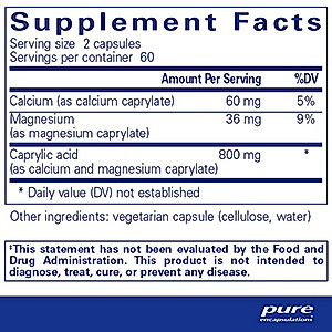 Pure Encapsulations Caprylic Acid | Supplement for Gut and Digestive Health, GI Balance, Gastrointestinal Support, and Intestinal Health* | 120 Capsules
