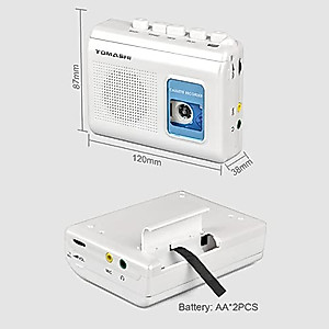 TOMASHI Portable Cassette Player Tape Recorder Walkman with Built-in Speaker,Microphone,Headphone Jack-, 4.57 x 3.54 x 1.38inch,