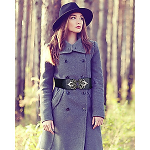 6 Pieces Wide Stretchy Waist Belt Retro Dress Belt Elastic Belt with Buckle PU Leather Belt Vintage Belt for Women